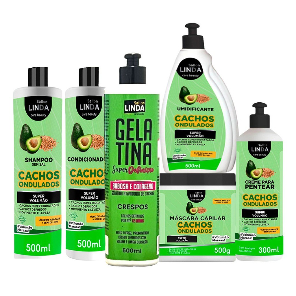 Kit Cachos Ondulados Completo + Gelatina Definição Para Cabelos ...