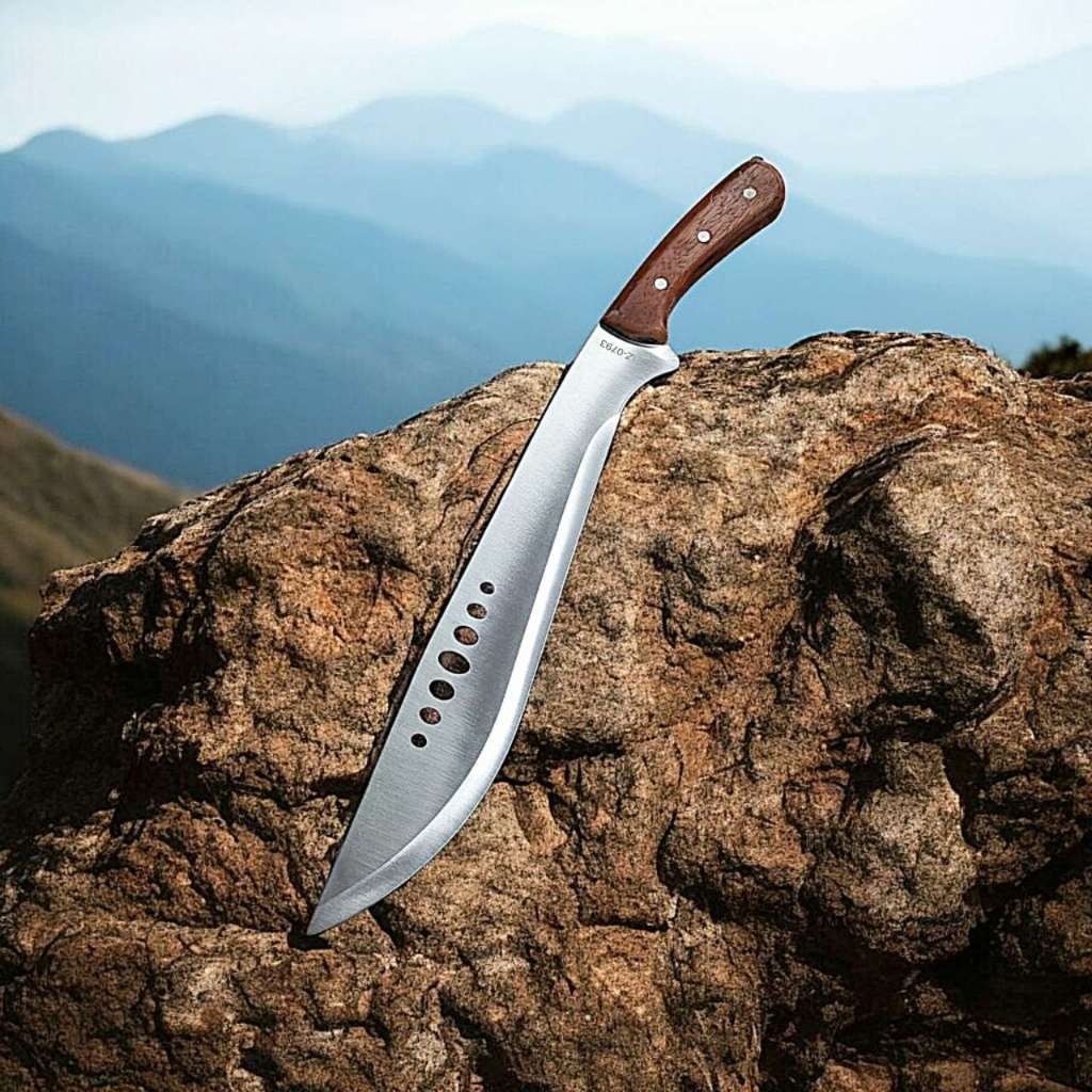FACÃO FACA KUKRI FULL TANG LÂMINA EM AÇO INOX COM BAINHA CAMPO PESCA ...