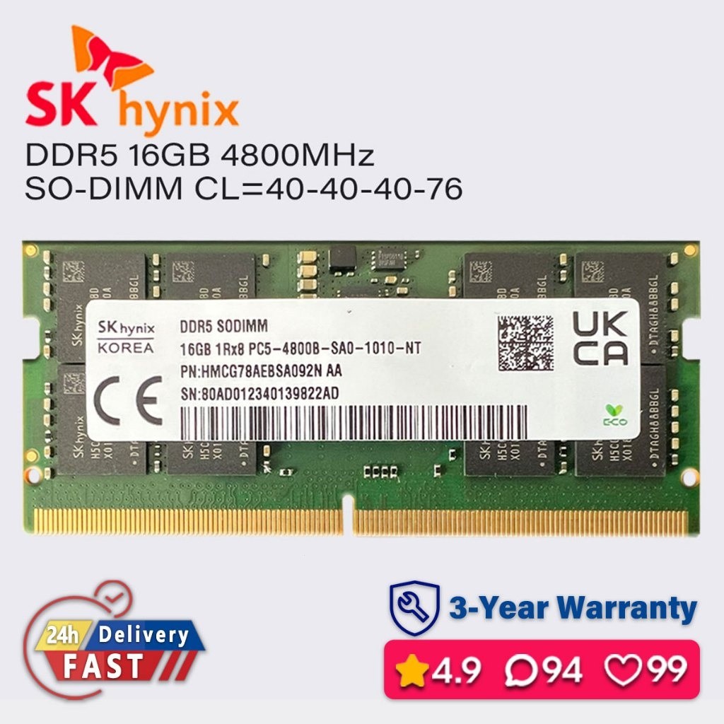 SK Hynix ddr5 8gb 16gb 32gb 4800mhz sodimm Memória Para laptop ram 38400 pc5 | Shopee Brasil