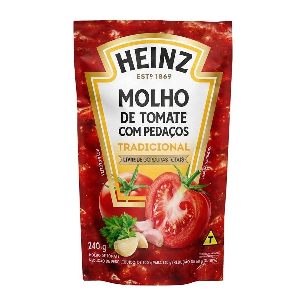 Molho de Tomate Heinz Tradicional Sachê 240g - Embalagem com 32 Unidades | Shopee Brasil