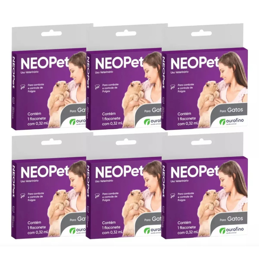 Kit 6 Antipulgas Neopet Gatos 0,32 Ml Ourofino | Shopee Brasil