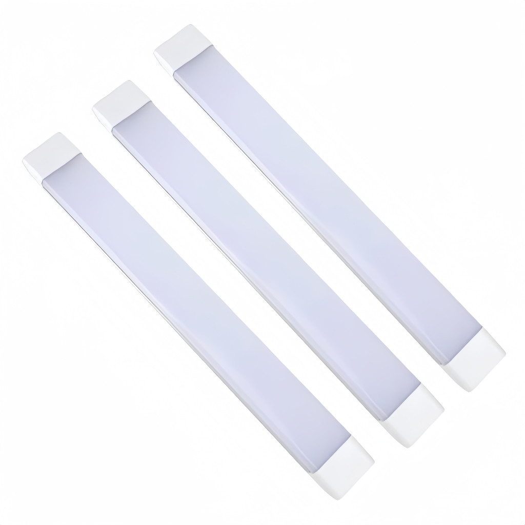 Kit 3un Luminaria slim Led 80w 120cm Linear com calha sobrepor 6500K Branco Frio 110v/220v ...
