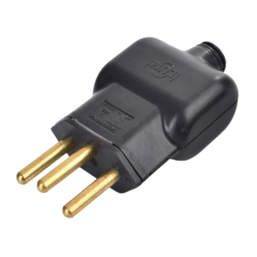 Plug Macho Com Prensa Cabo 2p+t 10a Preto 14070 - Ilumi | Shopee Brasil