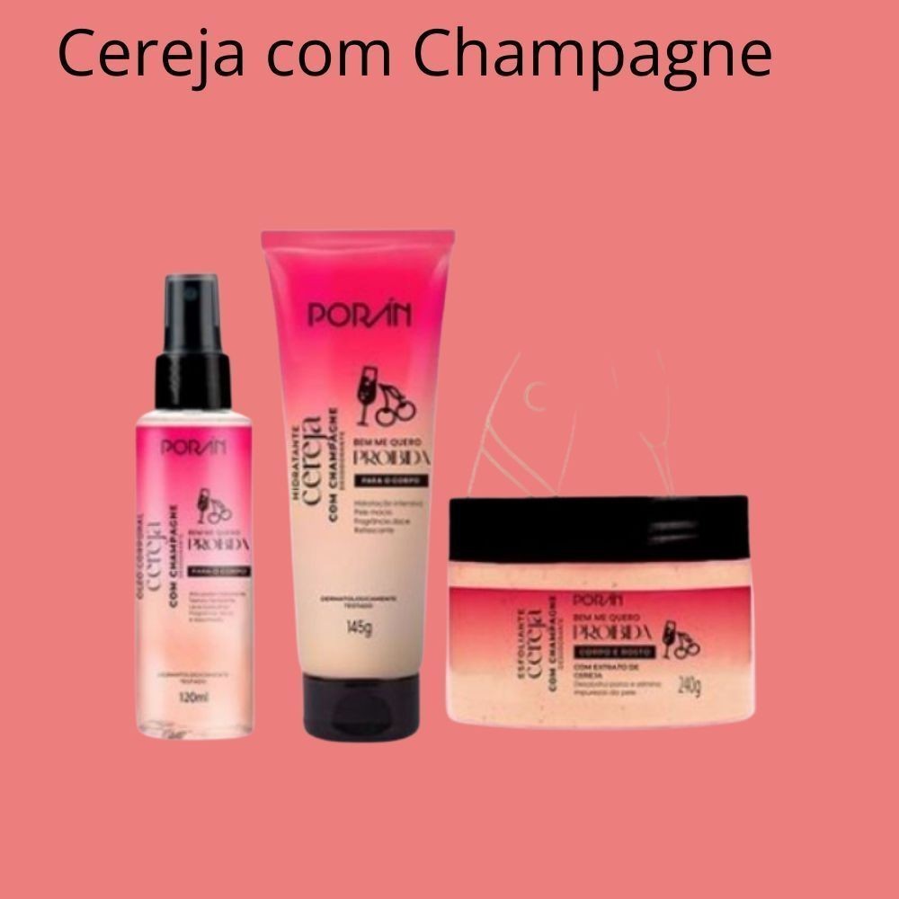 Kit Cuidado Corporal Cereja Com Champagne - Esfoliante - Hidratante ...