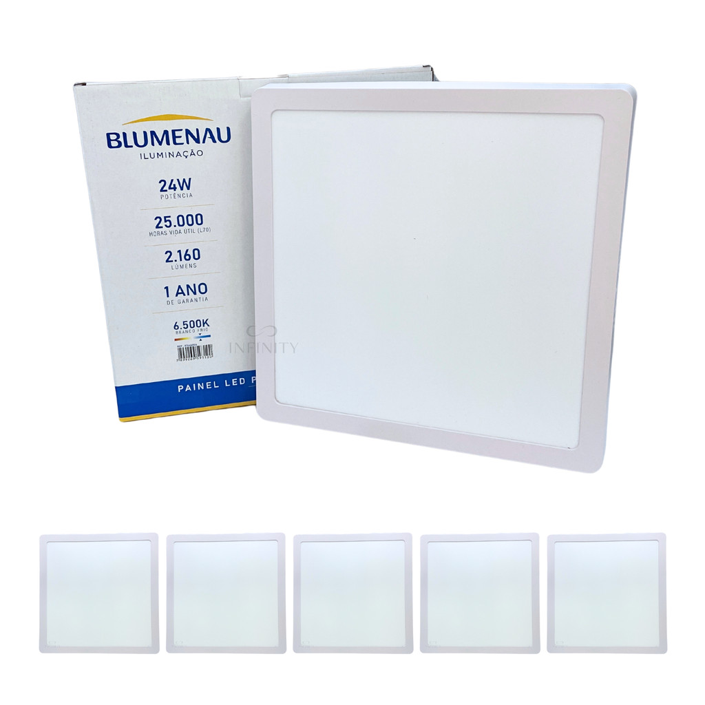 Kit 5 Painel Plafon Led Sobrepor 30x30 24w Branco Frio 6500k Blumenau ...