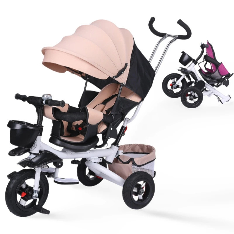 4 em 1 Folding Kids Trike Sit & Lying Carrinho De Bebê Portátil com ...