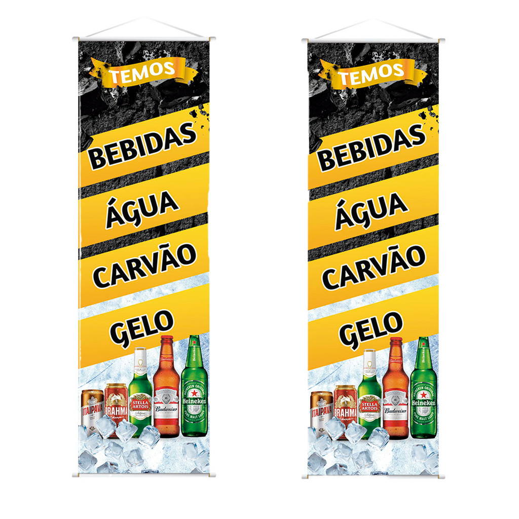 Kit 2 Faixas Vertical Comercial Pronta Banner Lona Adega Bebidas Água ...