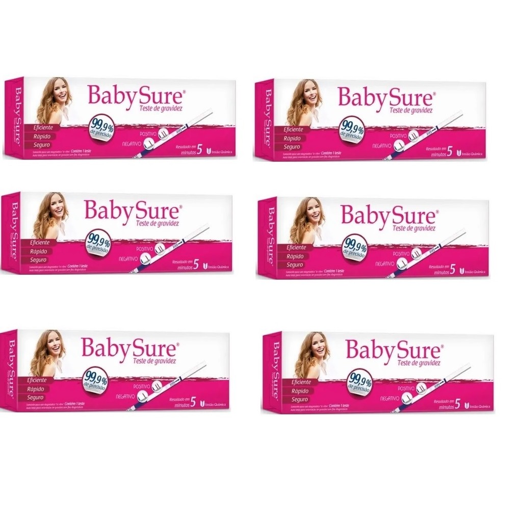 Kit 6 Teste De Gravidez Baby Sure Em Tira – União Química | Shopee Brasil