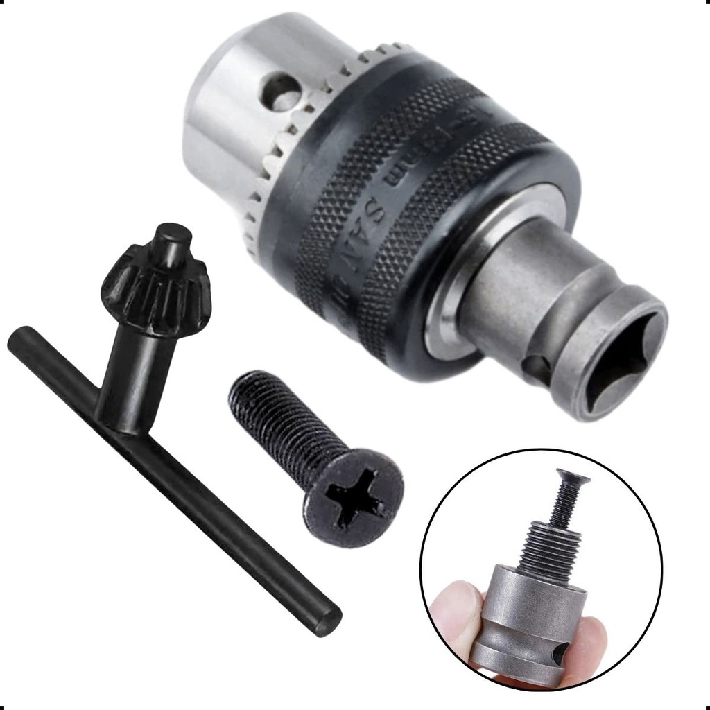 Adaptador p/ Chave de Impacto Mandril Furadeira 1/2" Parafuso Rosca Esquerda Profissional ...