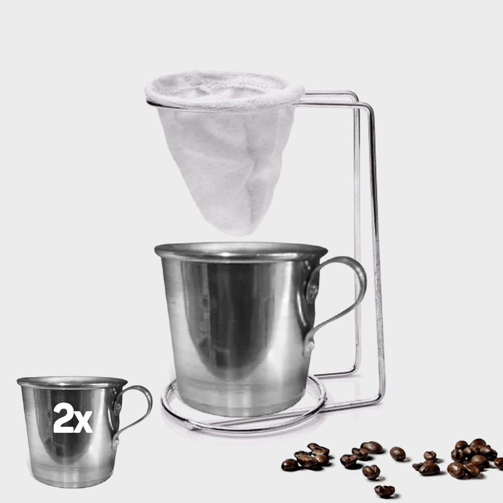 Mini Coador de Pano Para Café Individual De Metal com Suporte e 2 ...