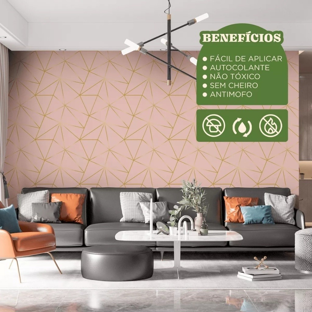 Papel Adesivo Contact Parede Geométrico Rosa 45cmx5m Barato | Shopee Brasil