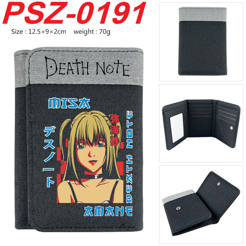 Death Note Cartoon Casual Lona Estudante Botão Oculto Carteira Curta ...