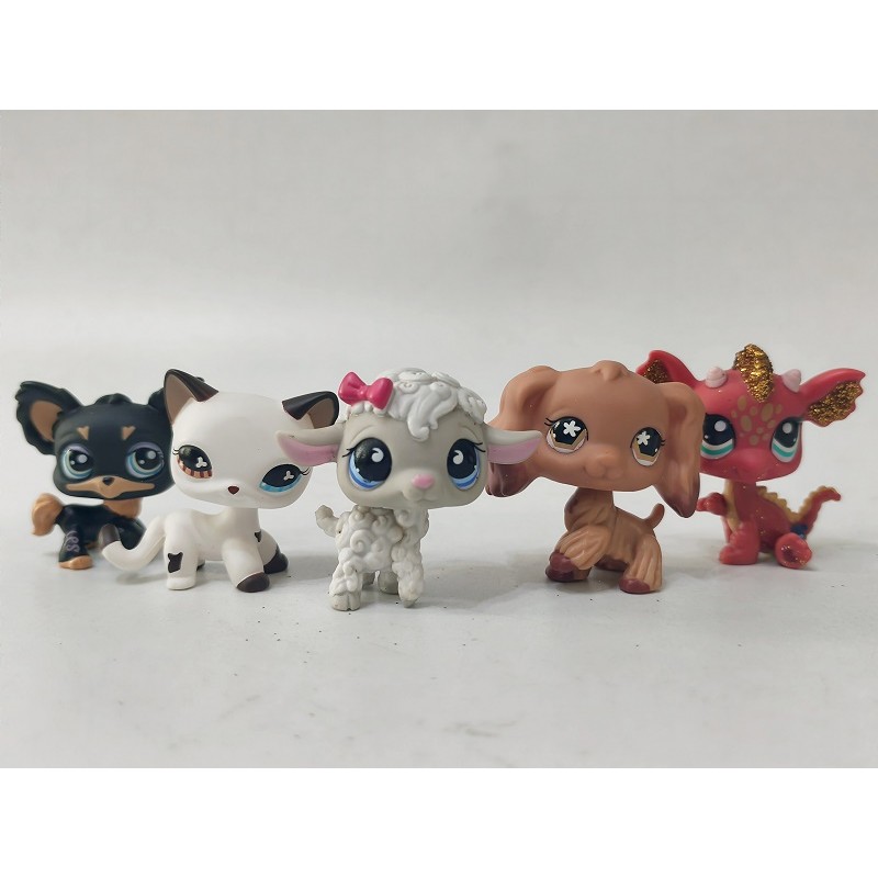 5 Pçs/Lote LPS Figura Gato Ovelha Cão Dragão # 716 2484 Brinquedo ...