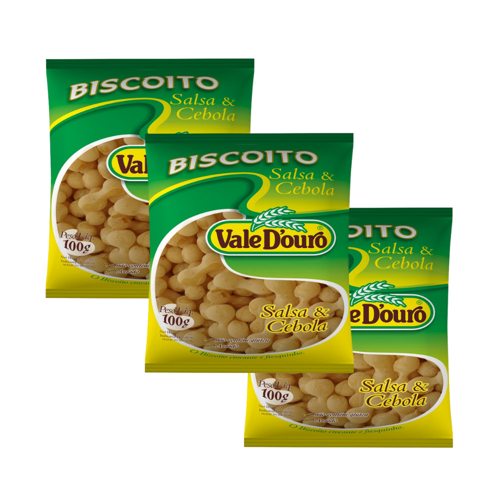 Biscoito De Polvilho Salsa E Cebola 100gr Vale D'ouro - 3un | Shopee Brasil