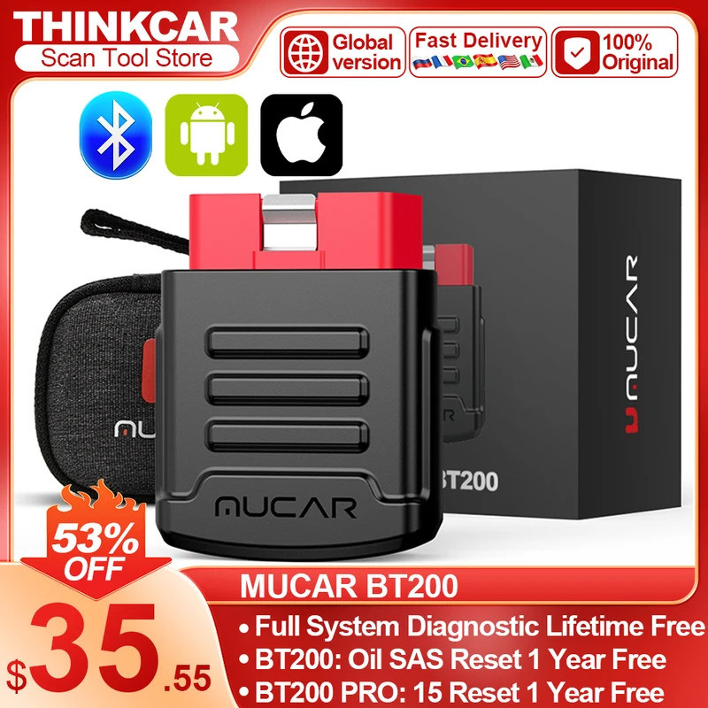 MUCAR BT200 BT200 PRO Car Scan Tool OBD2 Ferramenta de Diagnóstico do Sistema Completo scanner ...