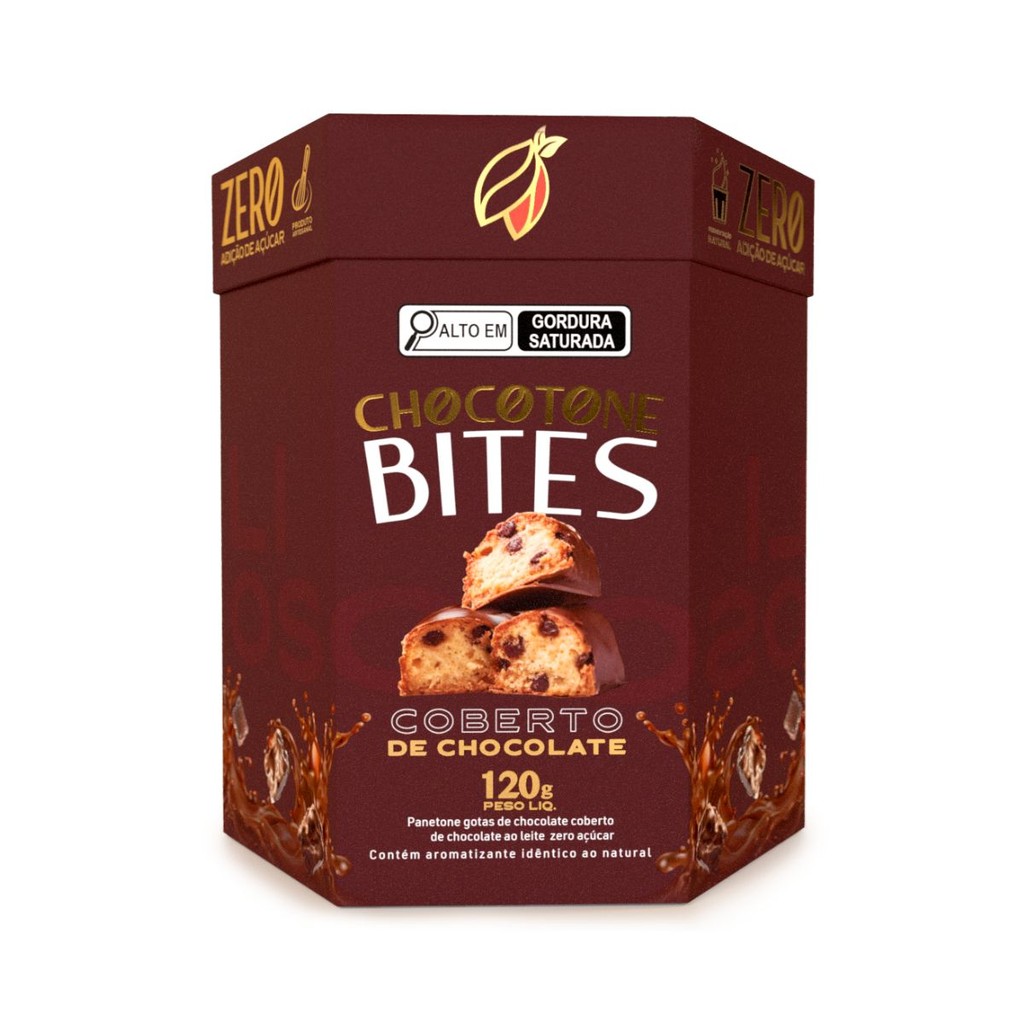 Panetone Chocotone Bites Cobertura de Chocolate Zero Açúcar Selecto ...