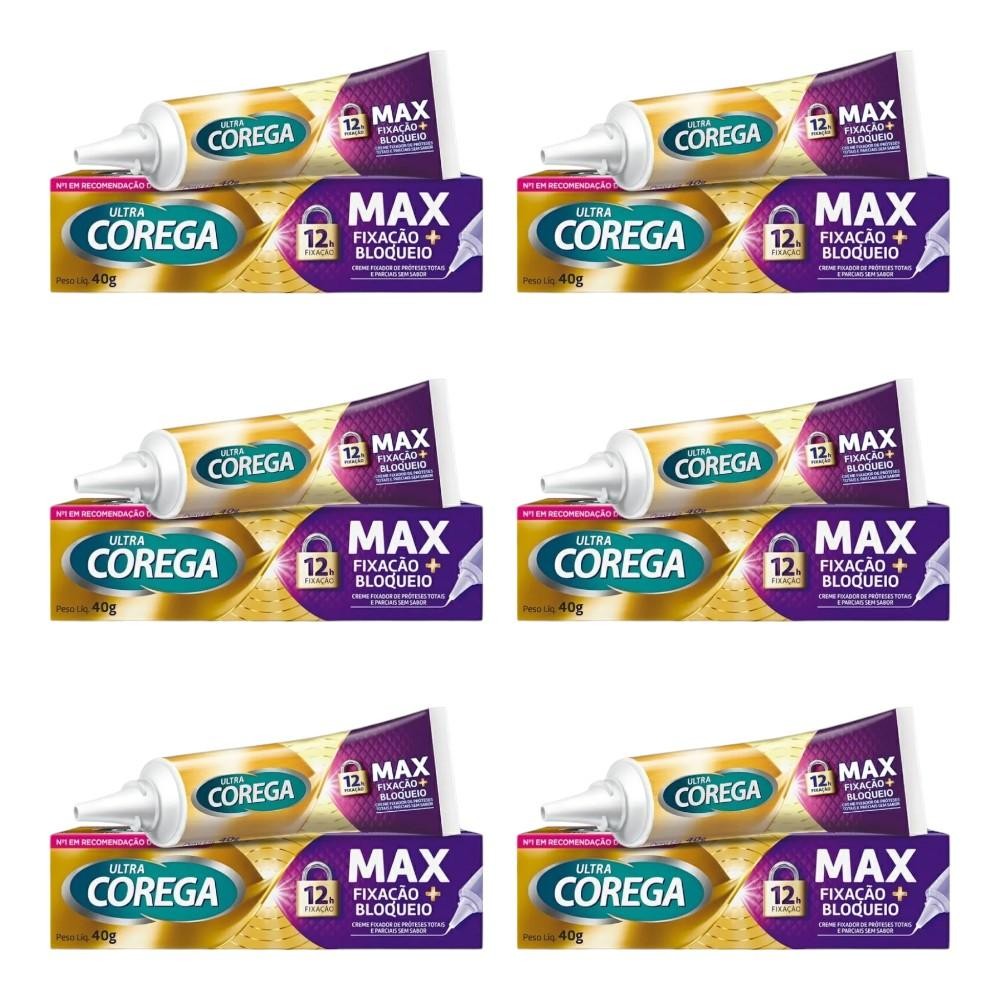 Kit Creme Fixador De Dentadura Corega Ultra Sem Sabor 6 Caixa De 40g ...