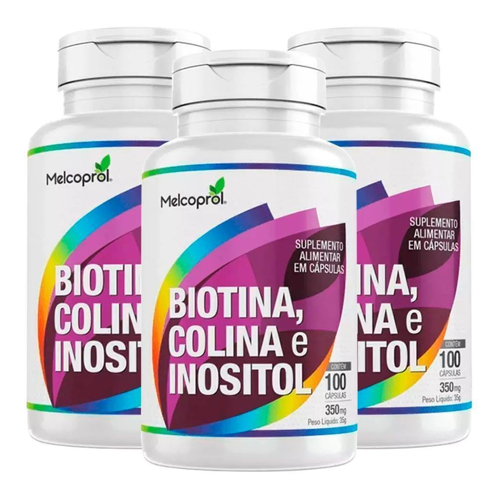 Kit 3x Biotina Colina e Inositol 100 Cápsulas Melcoprol | Shopee Brasil