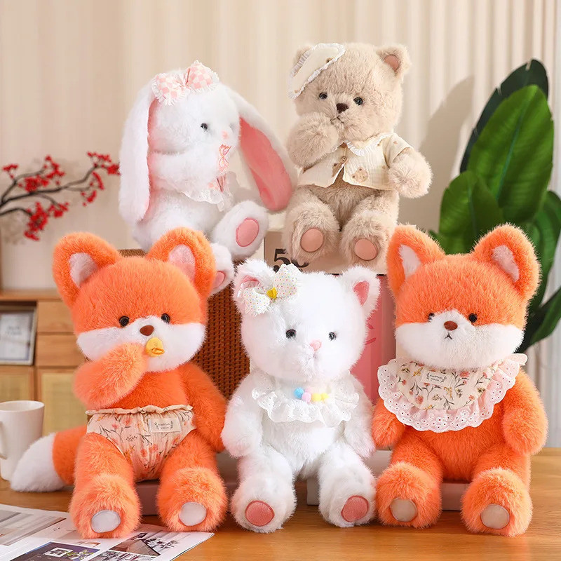 45cm Cute Fox Cat Rabbit Bear Plush Brinquedos Soft Lovely Animals ...