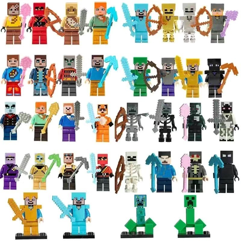 Minecraft Compatível com Lego Jumper Arma Armadura Steve Meninos montar ...