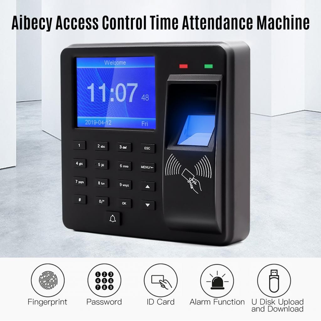 Access Control Time Attendance Machine Fingerprint/Password/ID Card Recognition Clock with 2.4 ...
