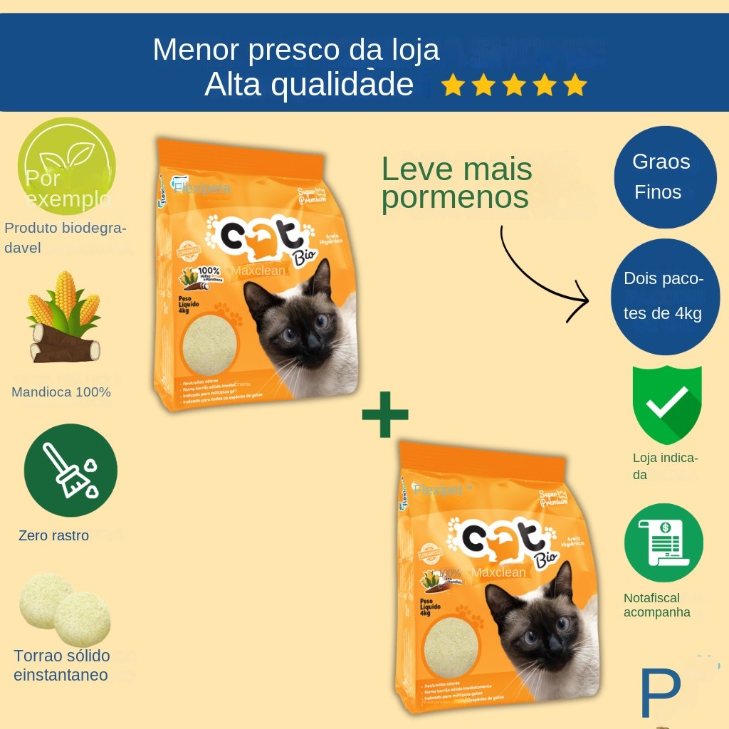 Areia Catbio Biodegradável 8Kg - Max Clean-Grânulos Finos | Shopee Brasil