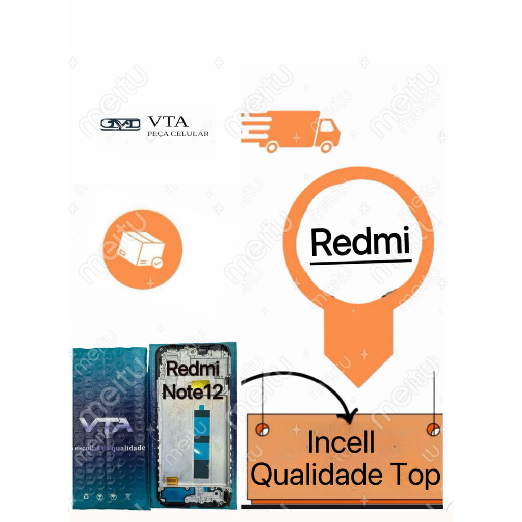 Tela Frontal Display Para Redmi Note12 4g l 23021RAAEG Incell Com Aro ...