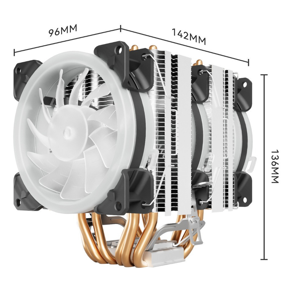 6 Heat Pipes Cpu Cooler 4 Pin Pwm Rgb Lga 2011/2011-3 X79 | Shopee Brasil