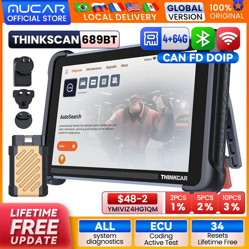 THINKCAR THINKSCAN 689BT Ferramenta de Diagnóstico de Carro para Todos ...