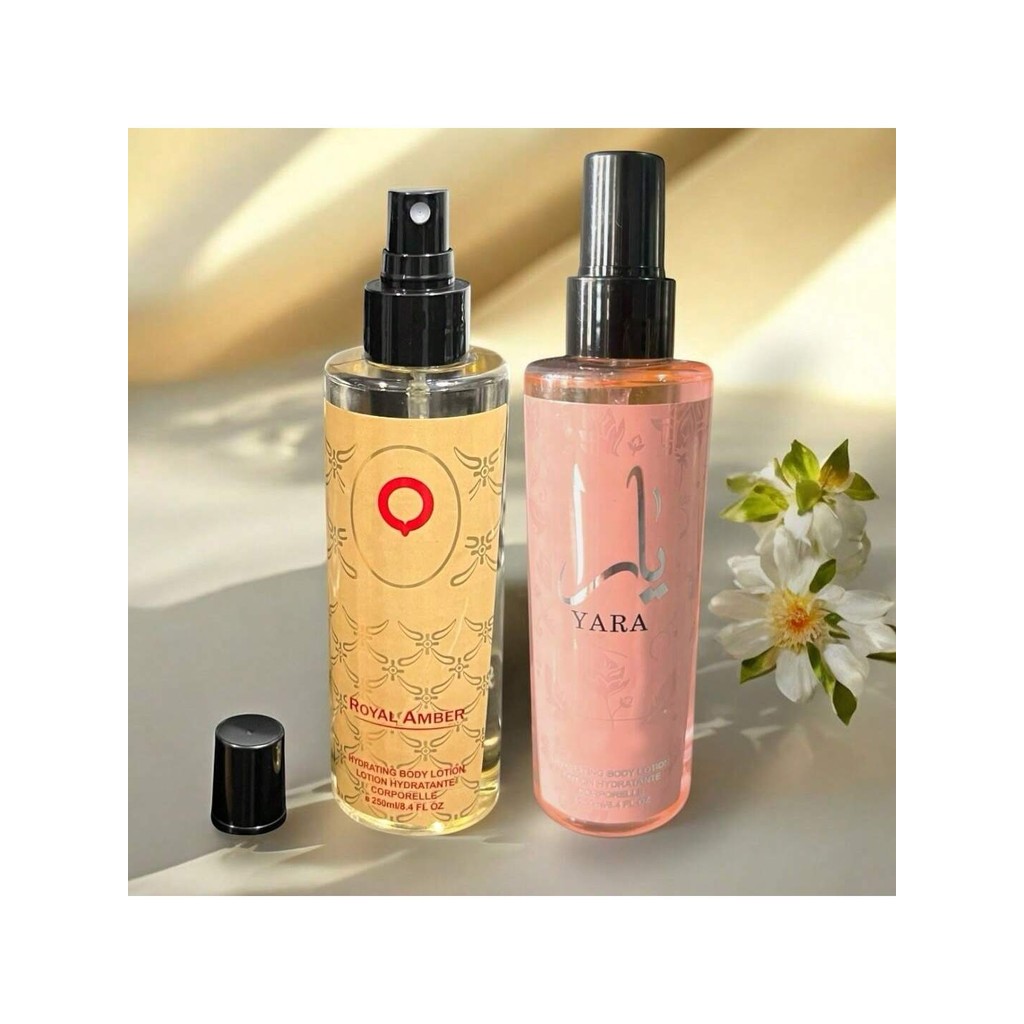 Kit 2 Body Splash Feminino Árabe Perfume Pós Banho 250ml (AMBER e YARA ...
