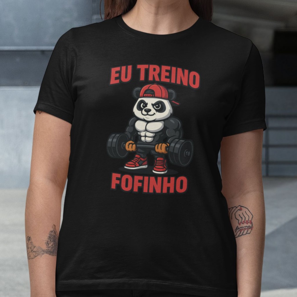 Camiseta Academia Eu Treino Fofo Meme Panda Fofinho Maromba Musculoso ...
