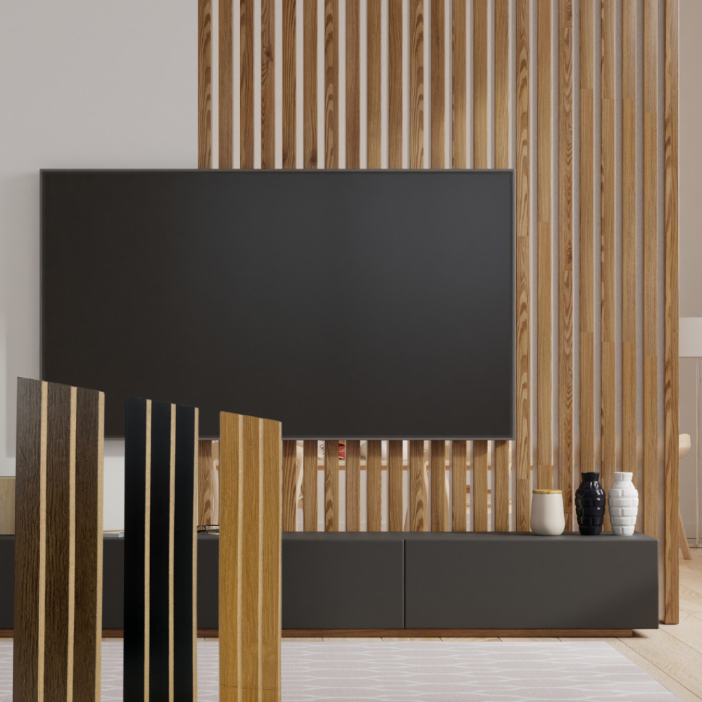 Kit 25 Painel Ripado Autocolante Grande MDF 45x11 cm Revestimento ...