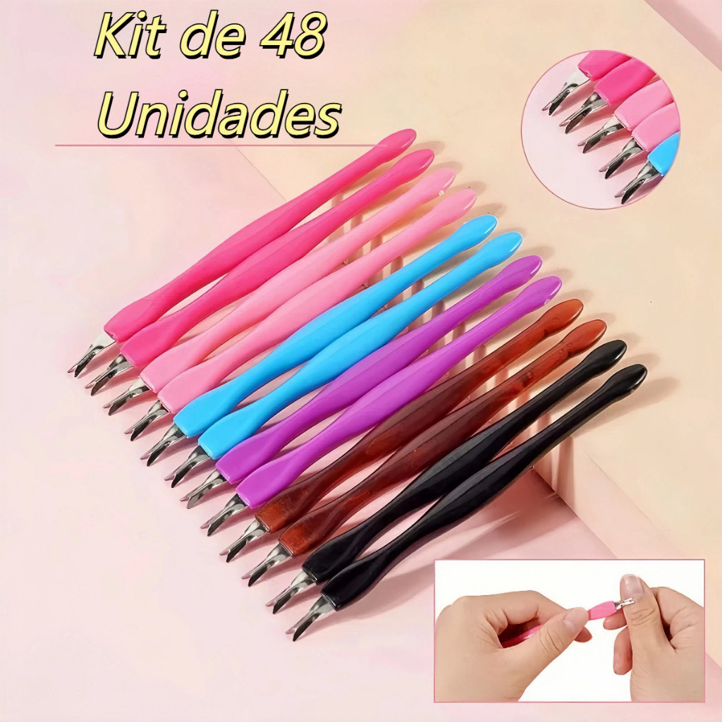 Kit 48 Pçs Aparador Garfo de Cutículas Cortador Removedor pele morta ...