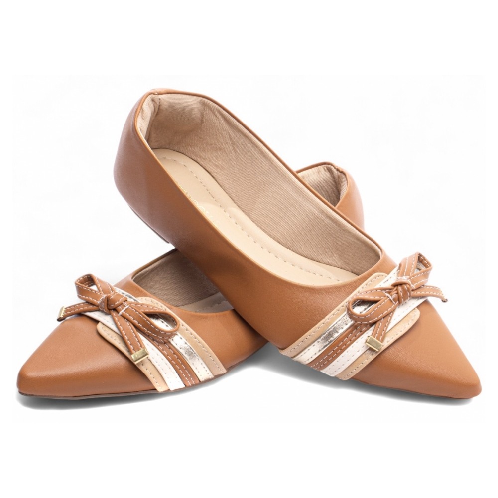 Sapatilha Feminina Bico Fino Caramelo Moderna e Prática | Shopee Brasil
