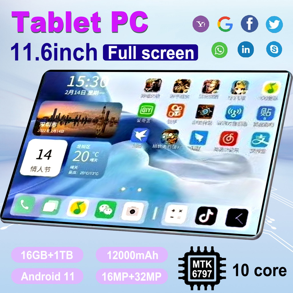 2025 novo estilo 5G Tablet PC 11.6 Polegada Android 13.0 Tablet PC MTK6797 16GB RAM 1TB ROM ...