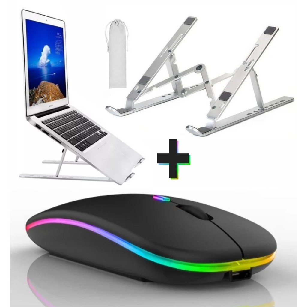 Kit Para Notebook Com Mouse Sem Fio Mais Suporte Base Top | Shopee Brasil