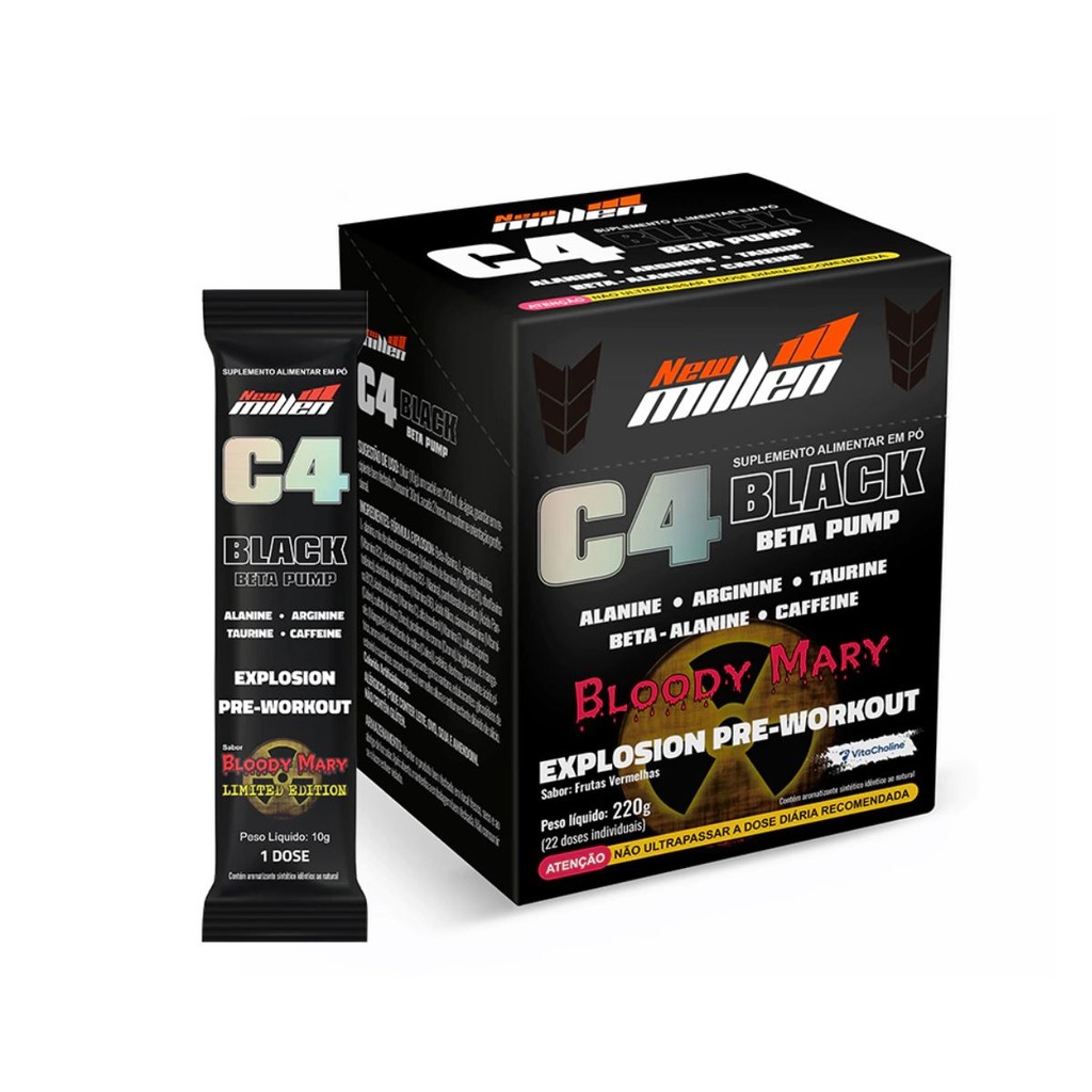 C4 Black Beta Pump Cx C/22 Sachês - New Millen | Shopee Brasil