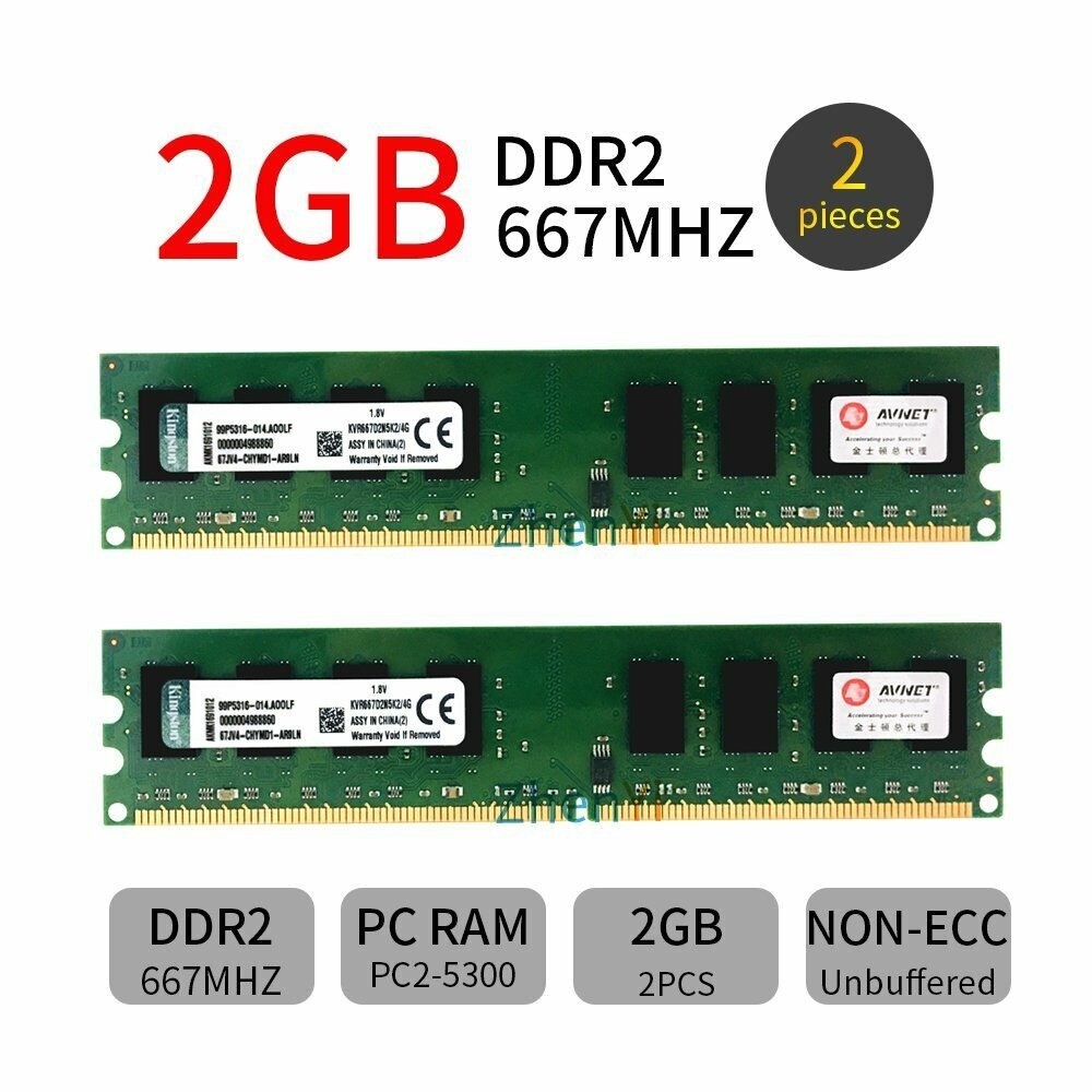 Para kit De 4GB (2x2gb) DDR2 667MHz KVR667D2N5K2/4G DIMM Memória ...