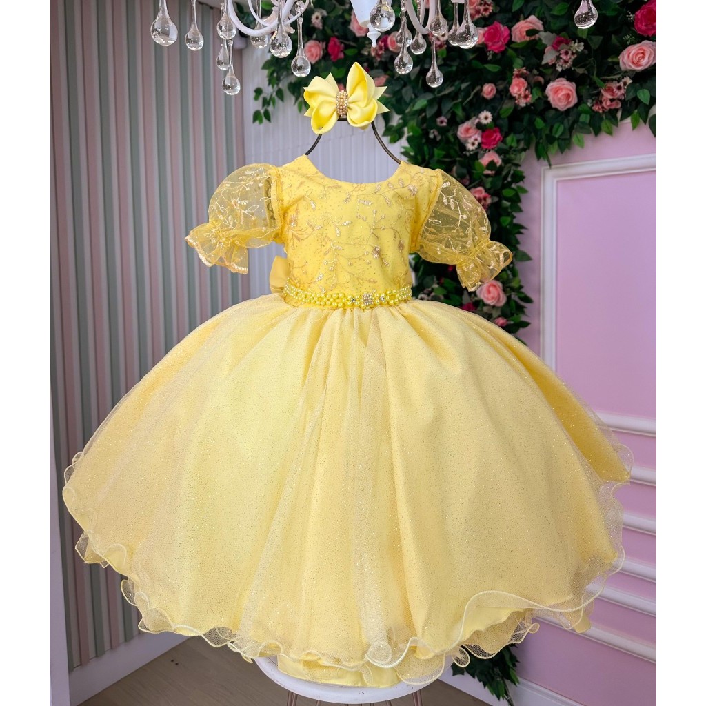 Vestido Bella Child Laize Amarelo (VESTBLLCHLLAZAMRELO) | Shopee Brasil