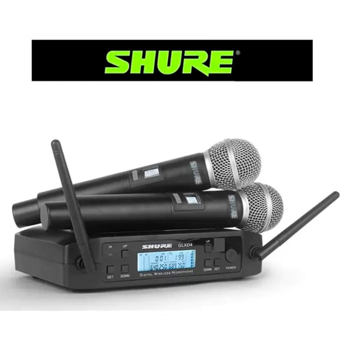 Microfone Shure profissional GLXD4 UHF sem fio duplo cardióide - tubo de metal | Shopee Brasil