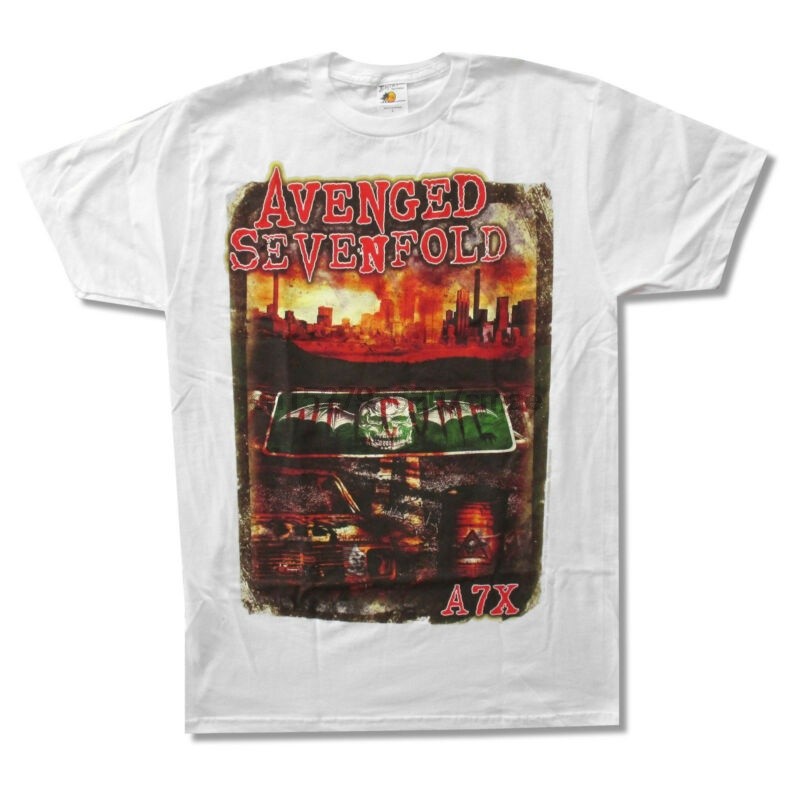 Camiseta Avenged Sevenfold Sinal Verde Branca Nova Banda A7X Merch ...