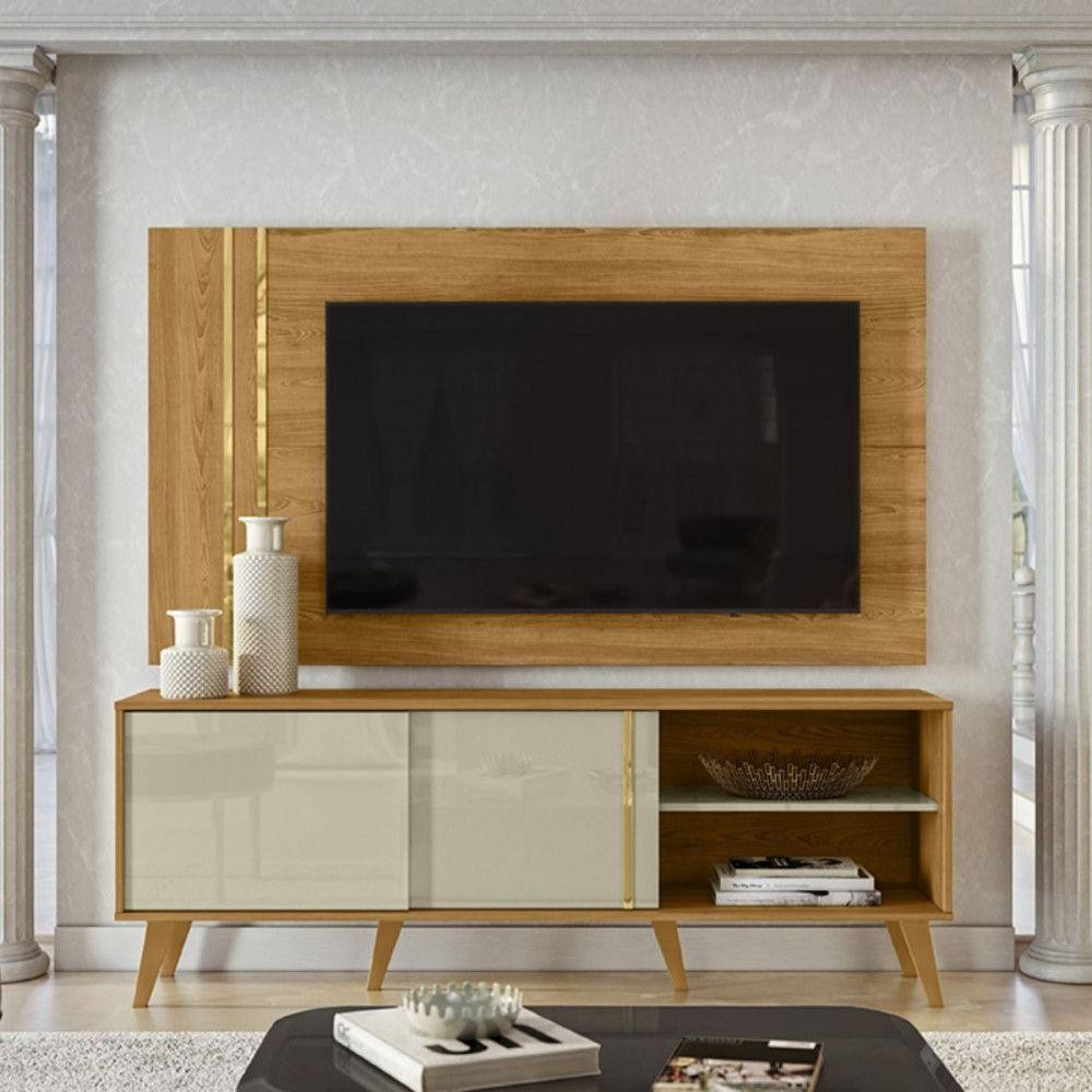 Rack Com Painel Madetec Cronos Para Tv Até 65 Polegadas Cumaru-opala | Shopee Brasil