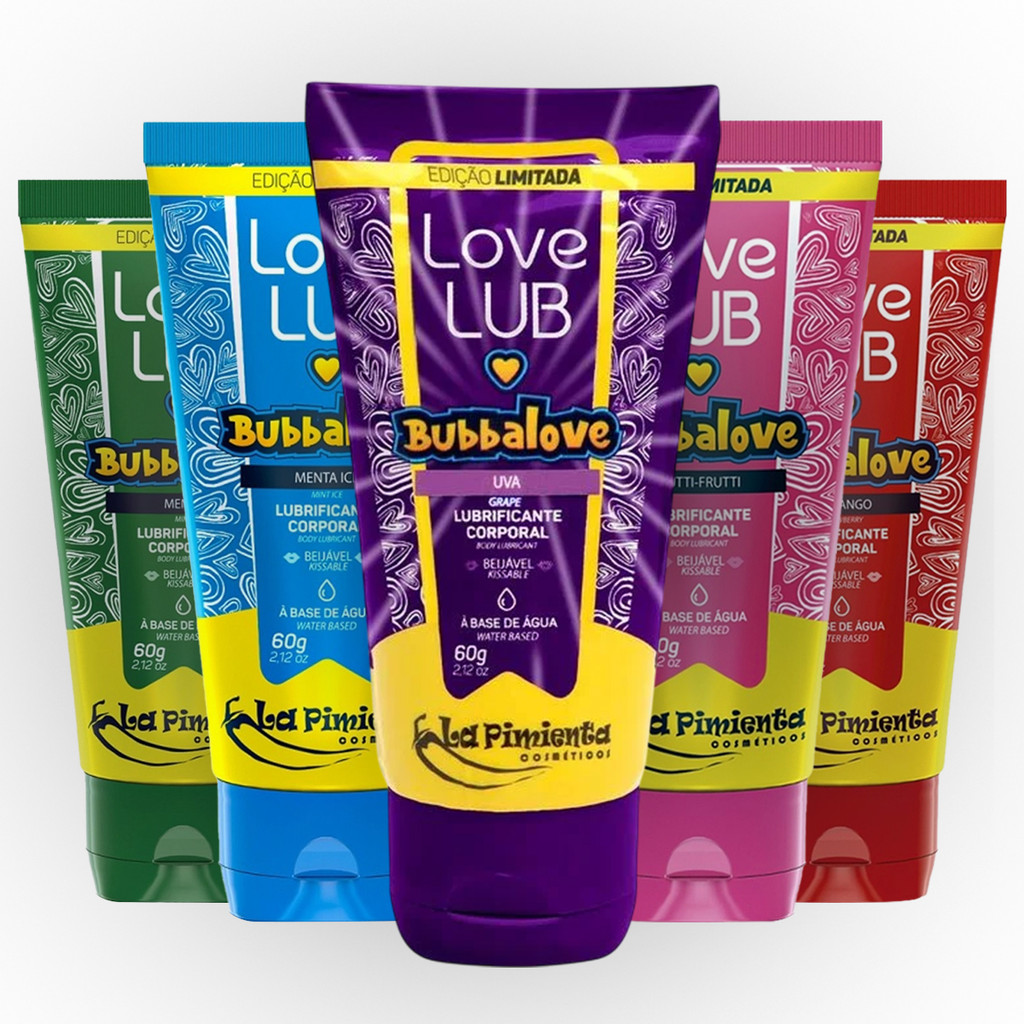 Kit Lubrificante Íntimo Love Lub 60g Bubbalove 5 Und Menta, Morango ...