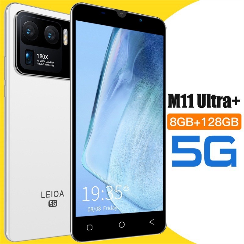 Novo telefone Android M11Ultra 6.1 Polegada 8GB + 128GB Smartphone 5G ...