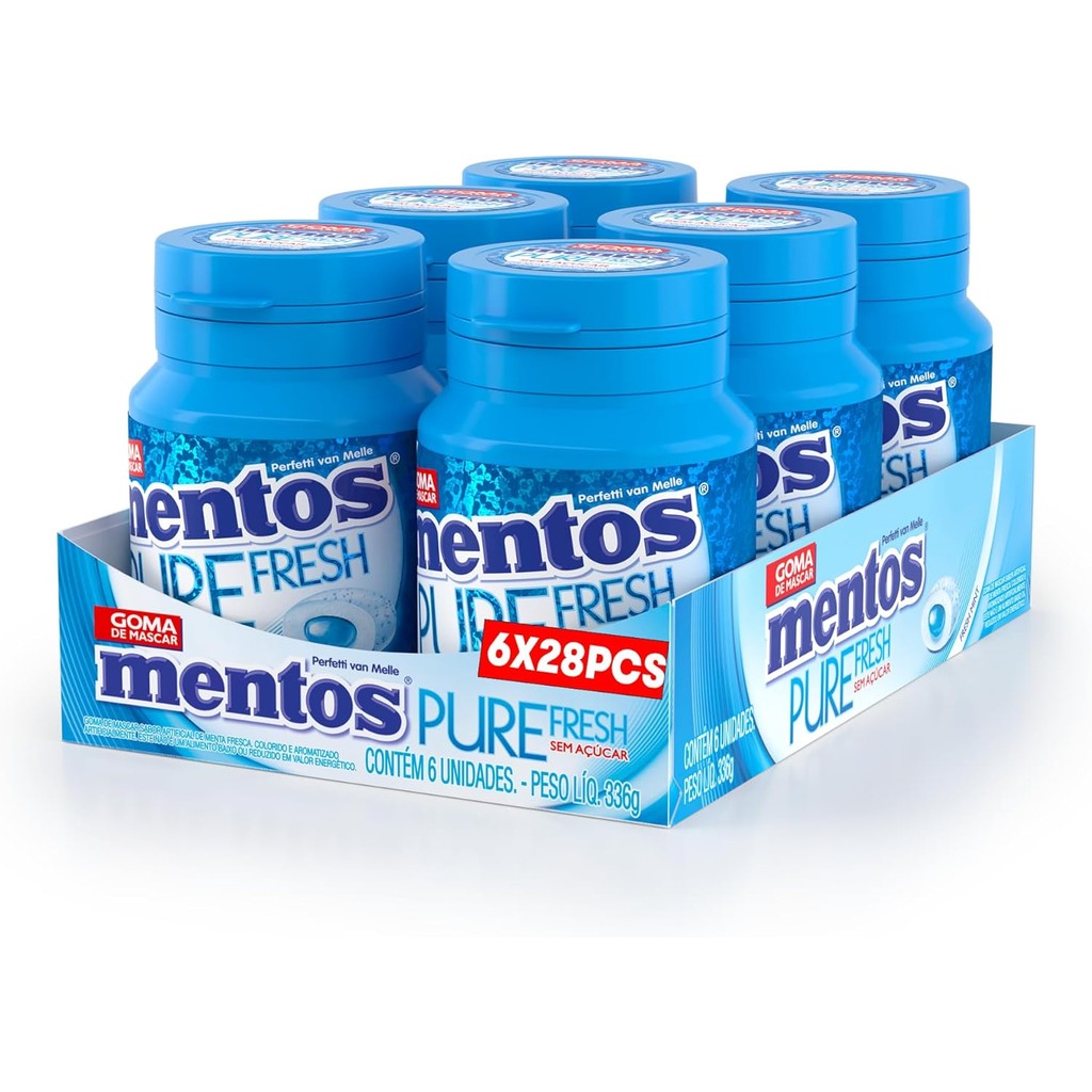 Kit 6 Chiclete Pure Fresh Mint Azul Pote Mentos 56g/cada | Shopee Brasil