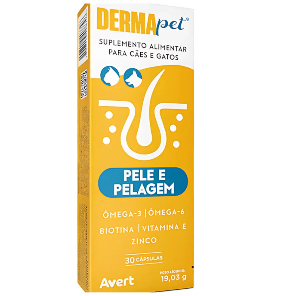 Dermapet 30 Capsulas Suplemento para Cães e Gatos - Avert | Shopee Brasil