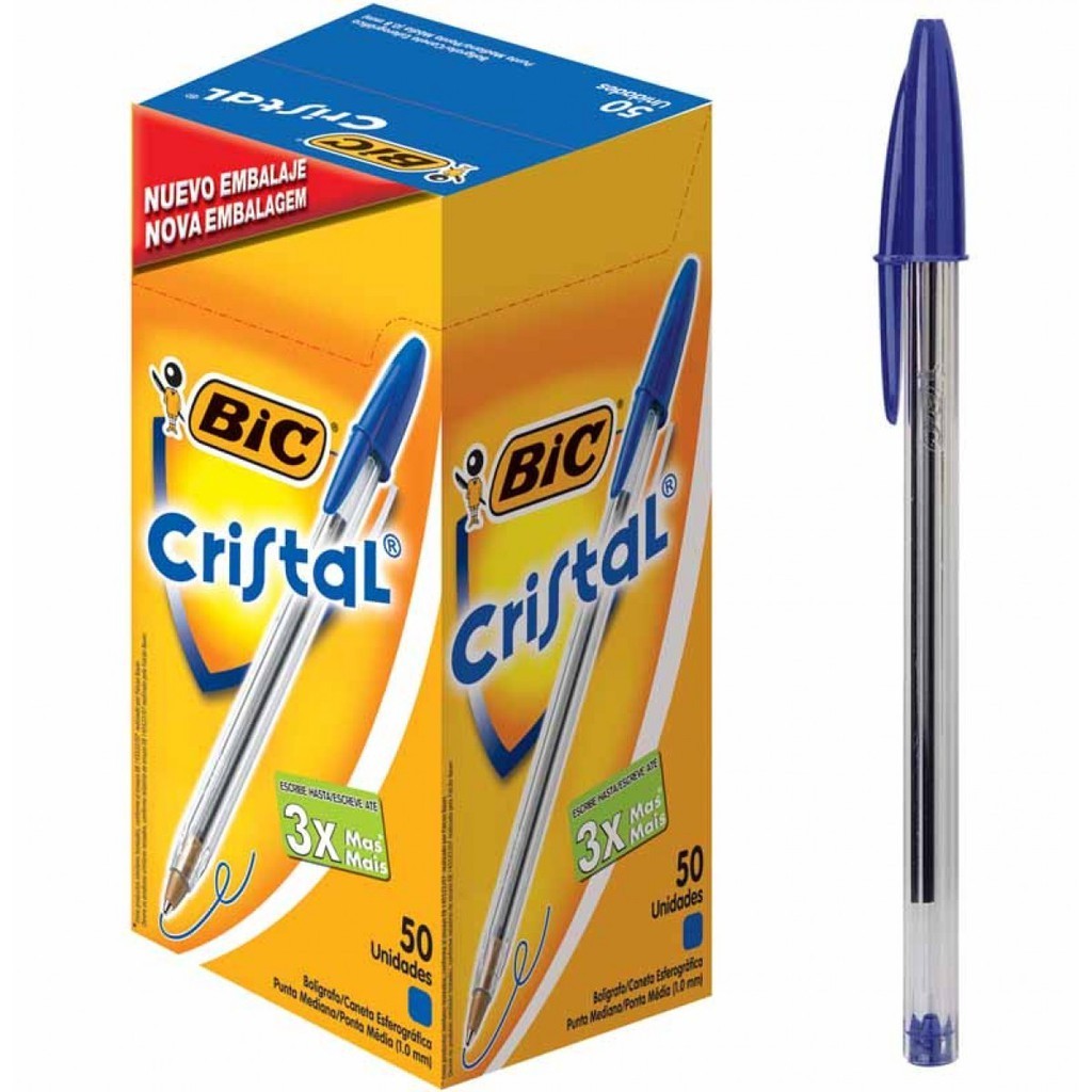 Caneta Bic Cristal Dura + Azul 100% Original | Shopee Brasil