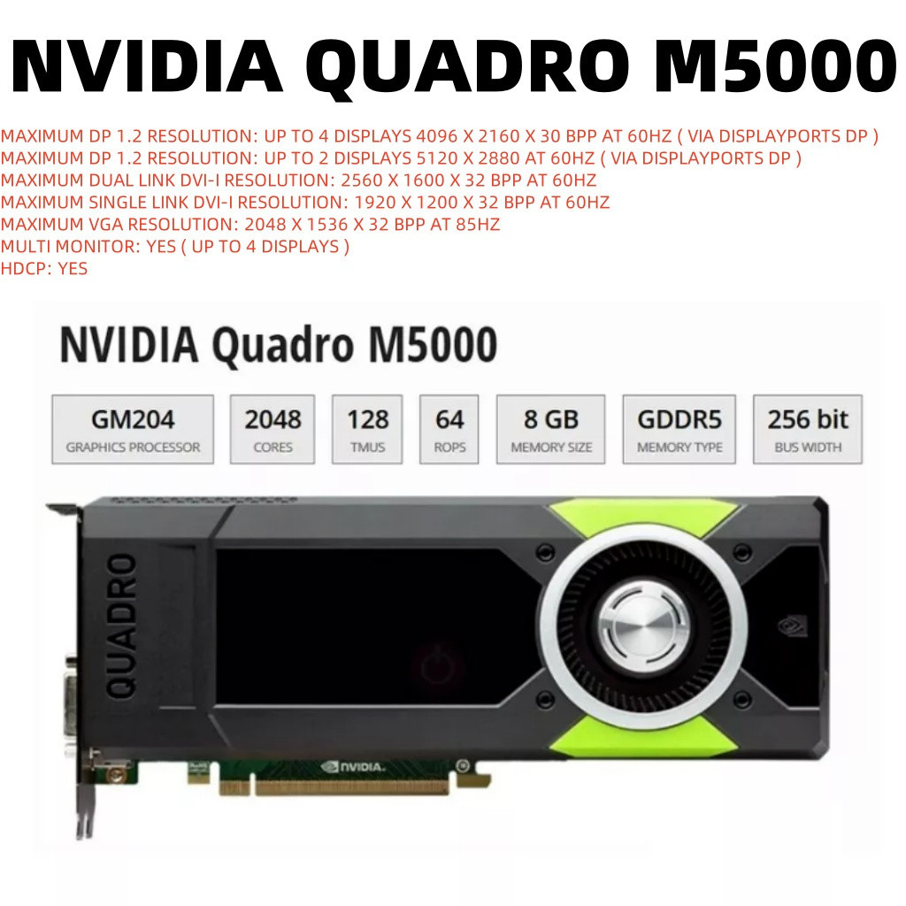 Placa Gráfica De Mesa Nvidia Quadro M5000 8GB GDDR5 PCIe 3.0 x 16 | Shopee Brasil
