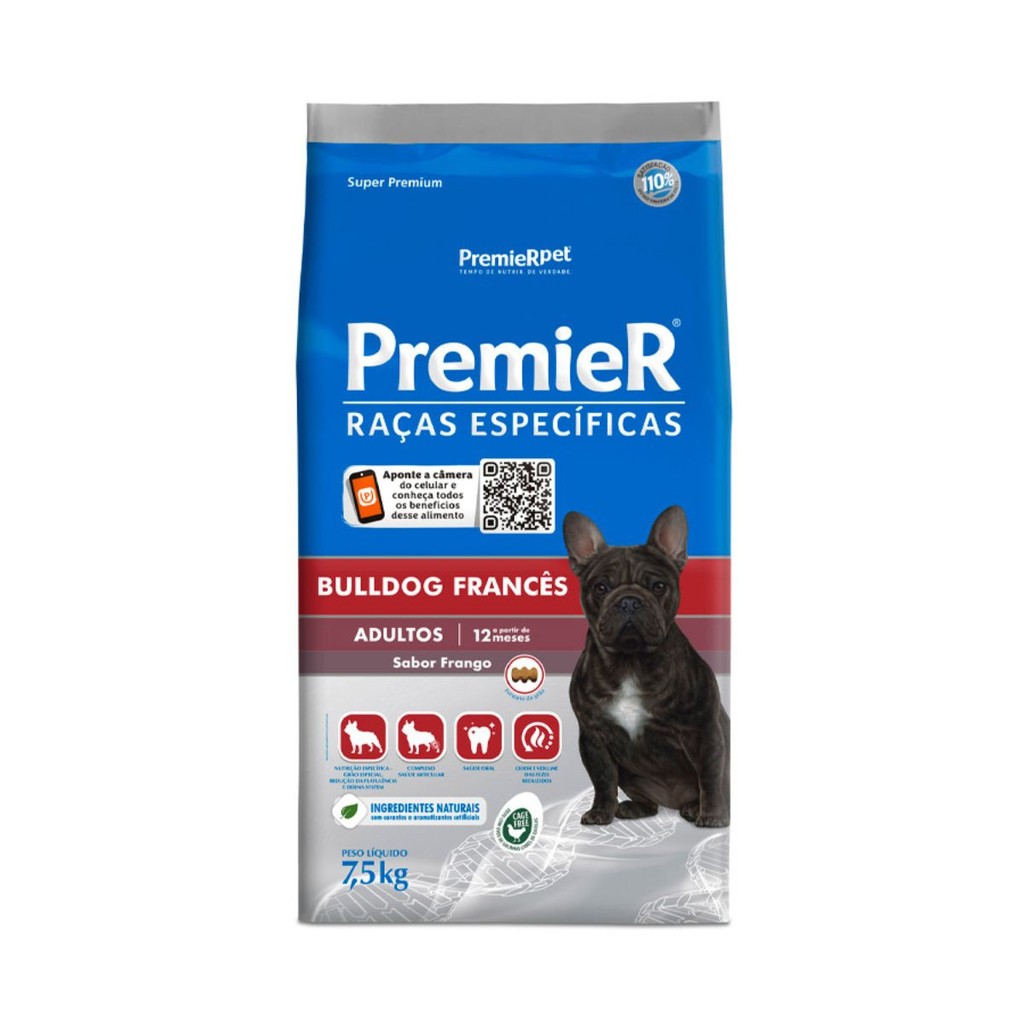Ração Premier Raças Específicas Bulldog Francês Adultos Frango 7,5 kg ...