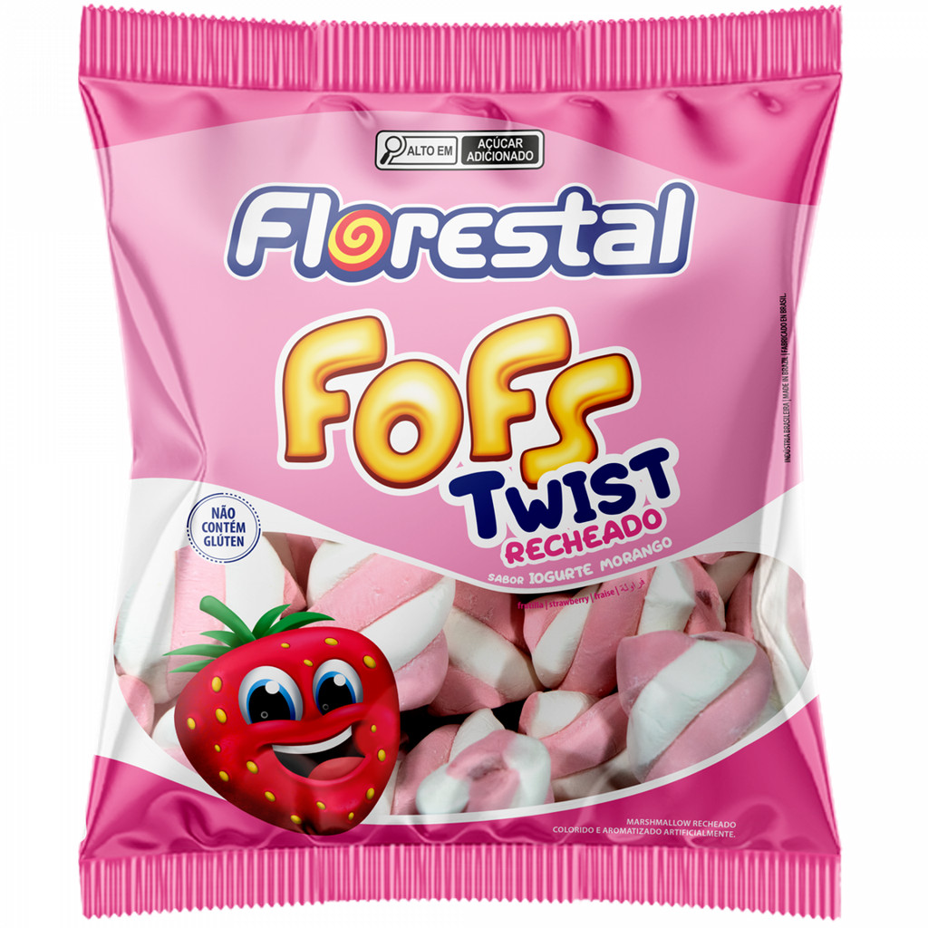KIT COM 12 PACOTES DE MARSHMALLOW RECHEADO TWIST IOGURTE MORANGO FOFS ...